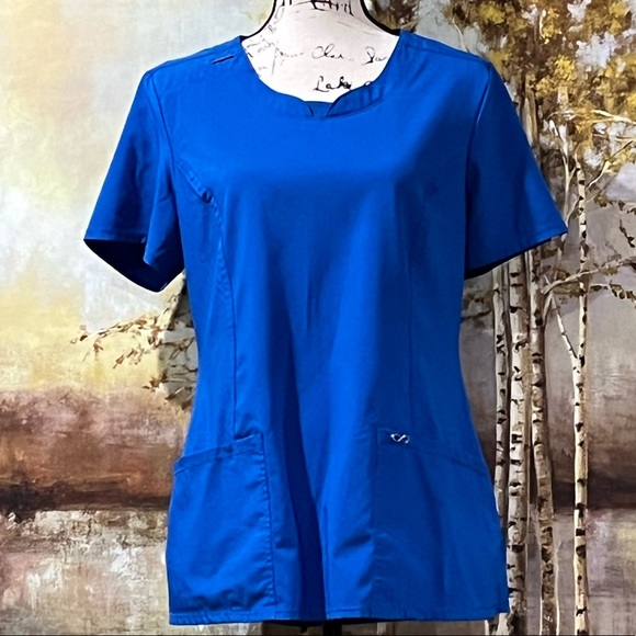 Cherokee Infinity | Tops | Cherokee Infinity Blue Scrub Top With Ribbed ...